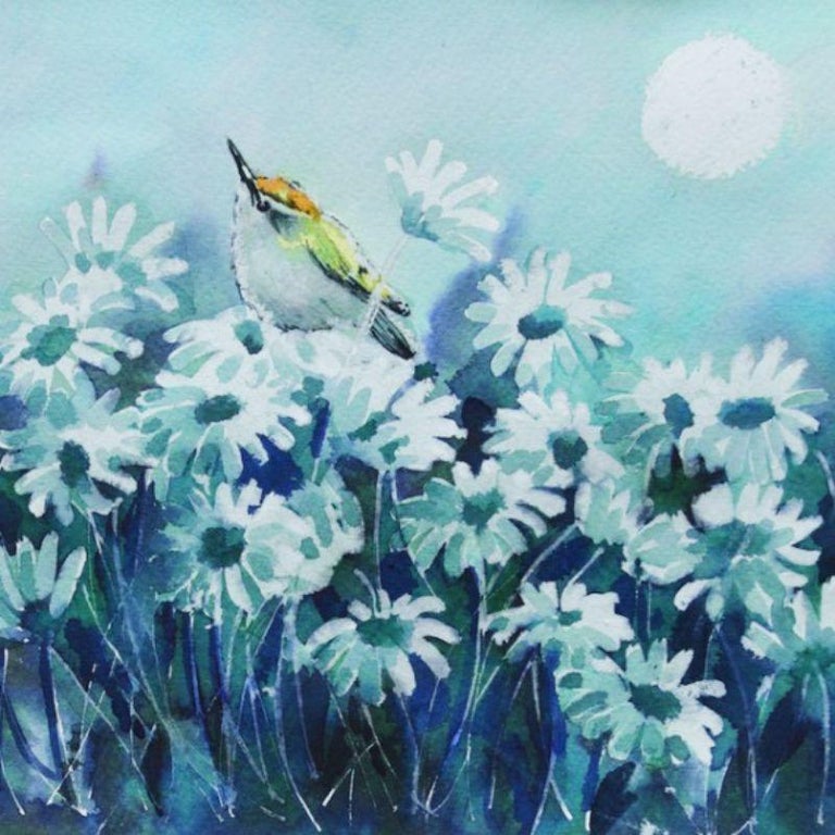 Nicola Wiehahn - Firecrest Mixed Media Art Painting by Nicola Wiehahn ...