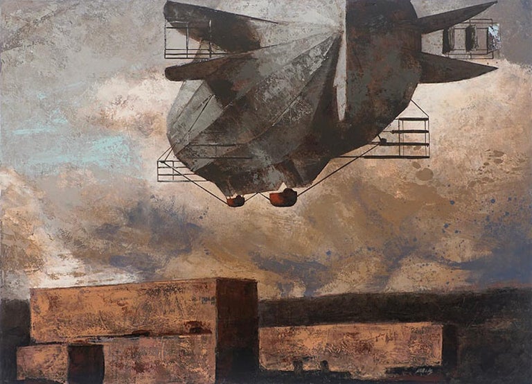 Nicolas De la Hoz - Imaginary Cloudscape with Zeppelin For Sale at 1stDibs