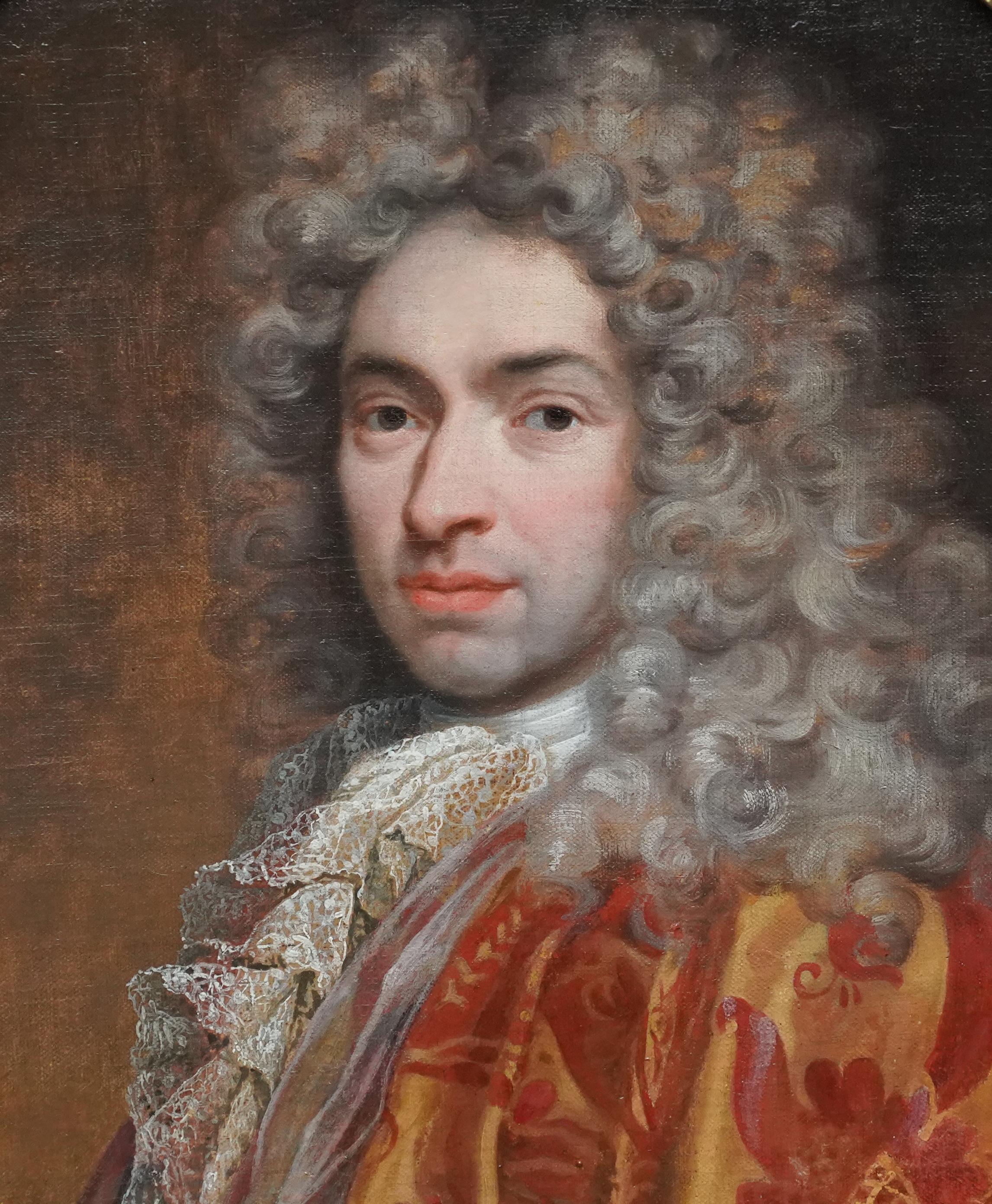 Oval Portrait of a Wigged Gentleman - French 17th century art oil ...