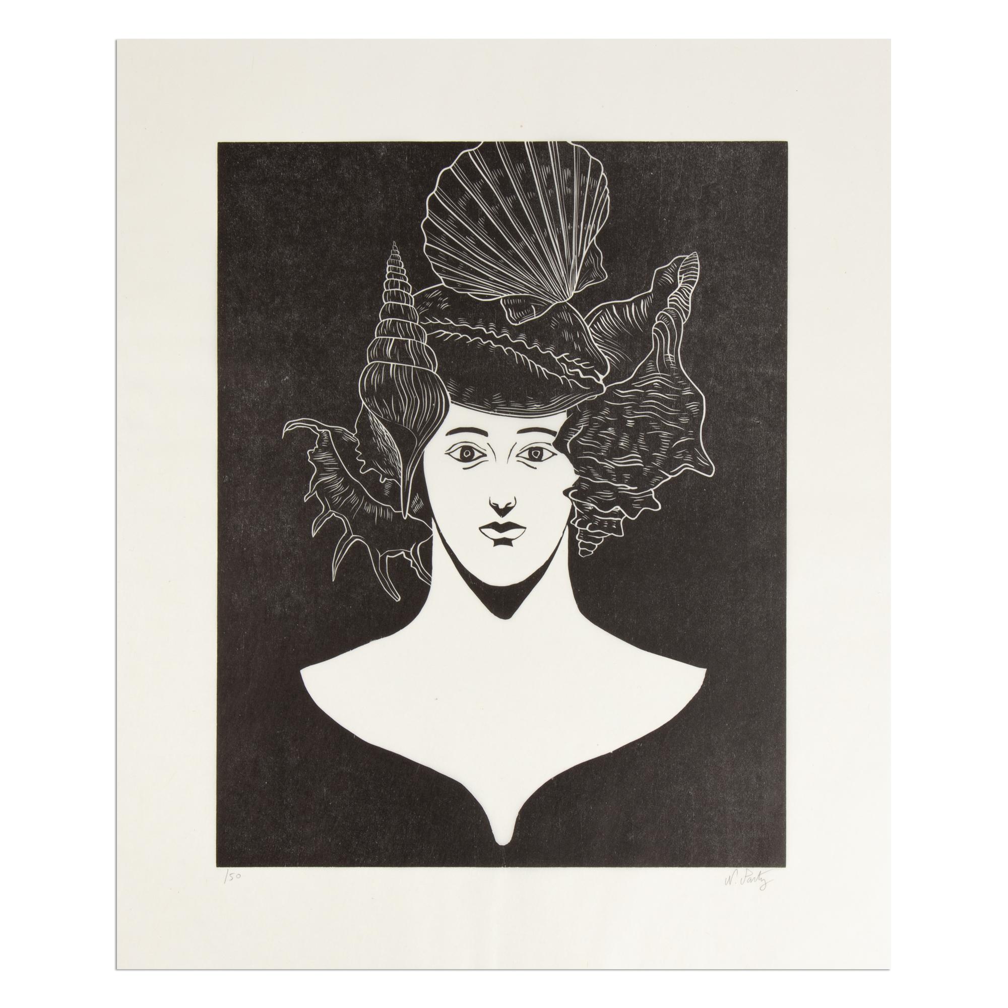 Otto Neals - FLOWERS Signed Woodcut, Profile Portrait, Black Woman ...