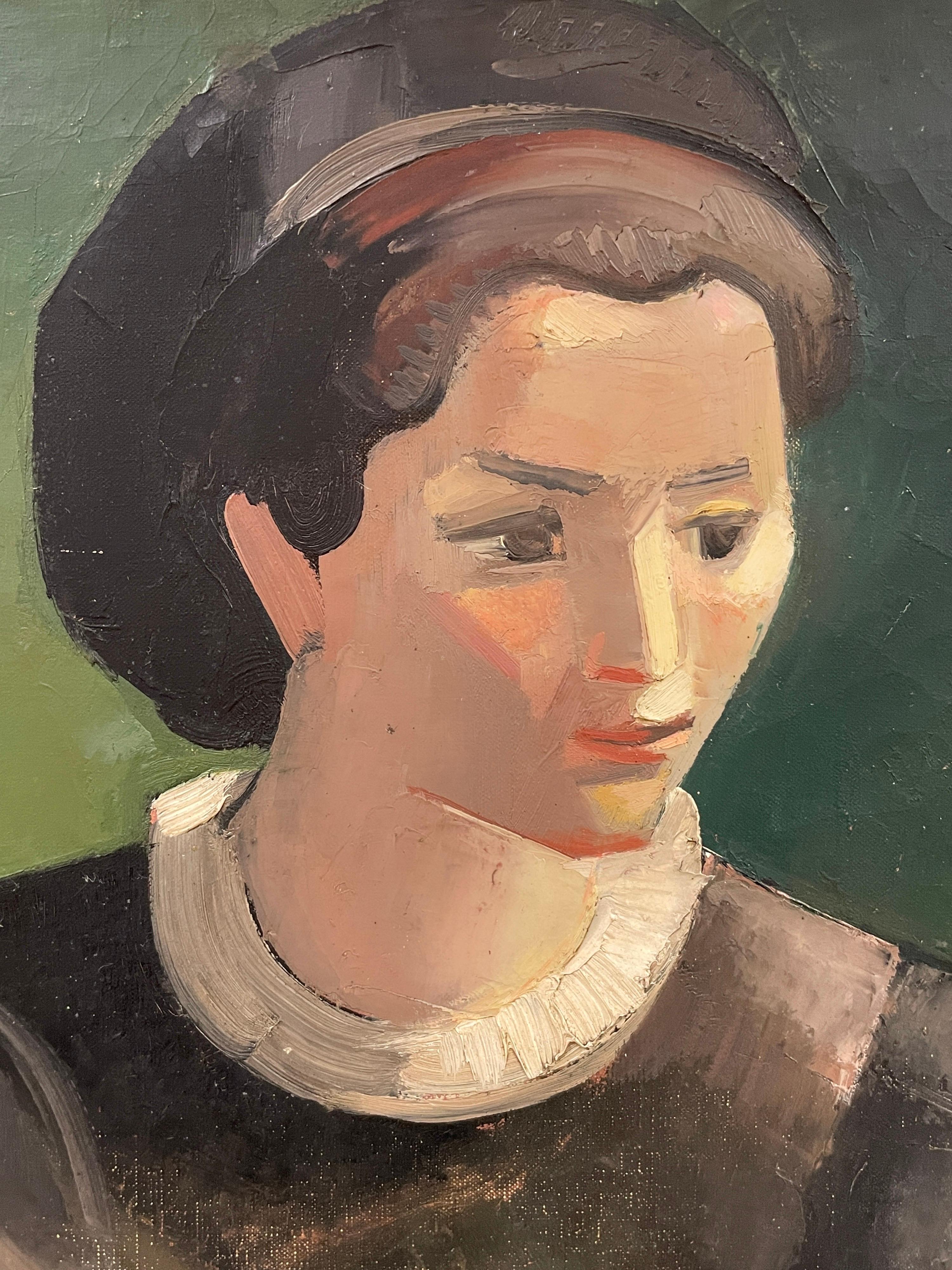 Nicolas Poliakoff - Huge 1930's Portrait of Young Lady seated in Chair ...