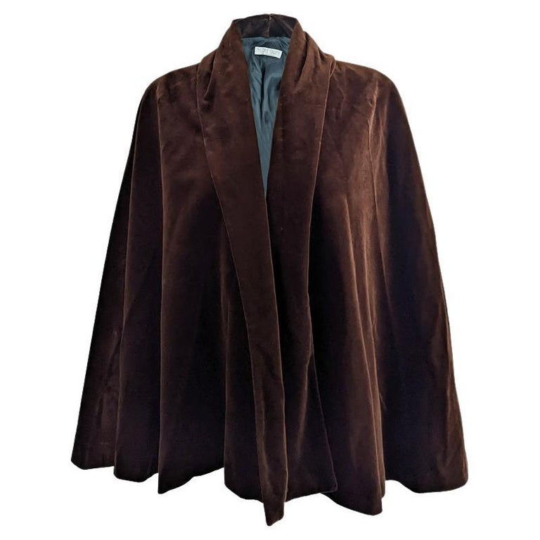 Nicole Farhi Vintage Brown Velvet Cape Evening Capelet Jacket, 1980s ...