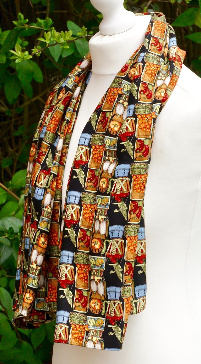 Nicole Miller Large Square Silk Multi Colour Vegetables Print Scarf ...