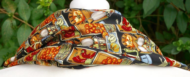 Nicole Miller Large Square Silk Multi Colour Vegetables Print Scarf ...