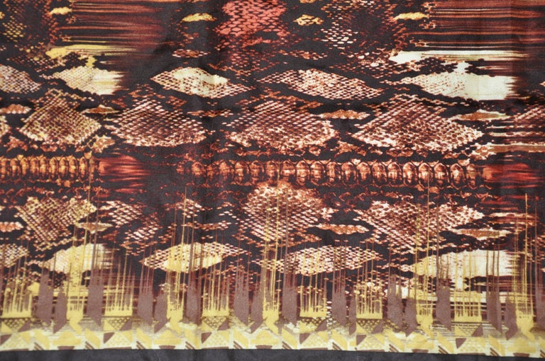 Nicole Miller Shades of Warm Brown Autumn Snake Pattern Silk Scarf For ...