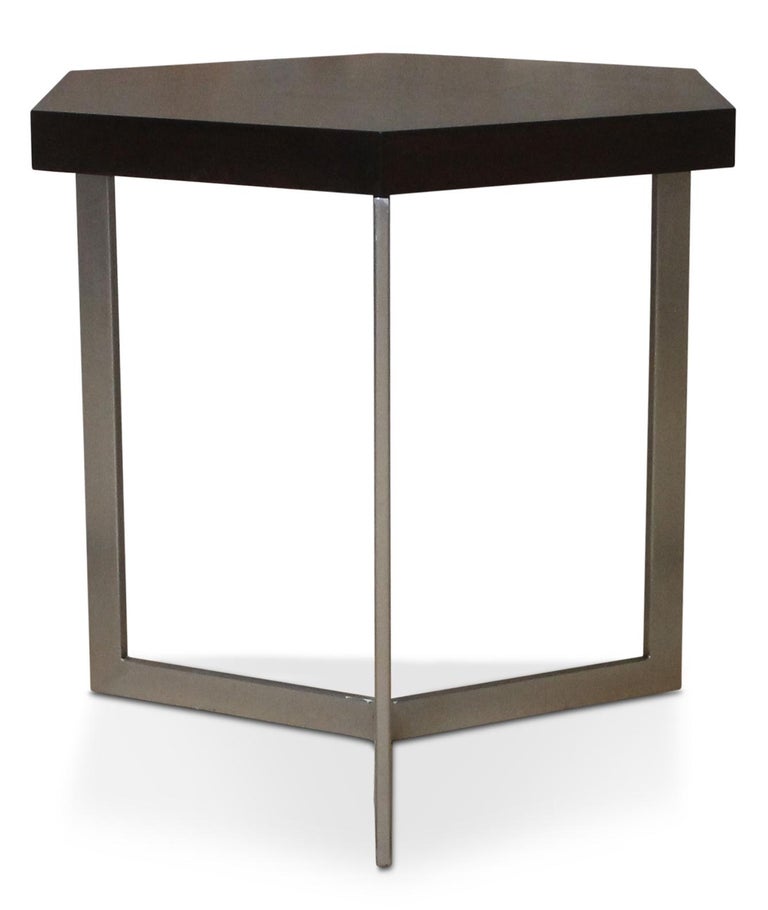 Modern Hexagonal Side Table in Steel and Rosewood from Costantini ...