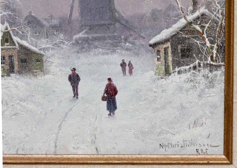 Niels Christensen "Winter Day" Oil on Board For Sale at 1stDibs