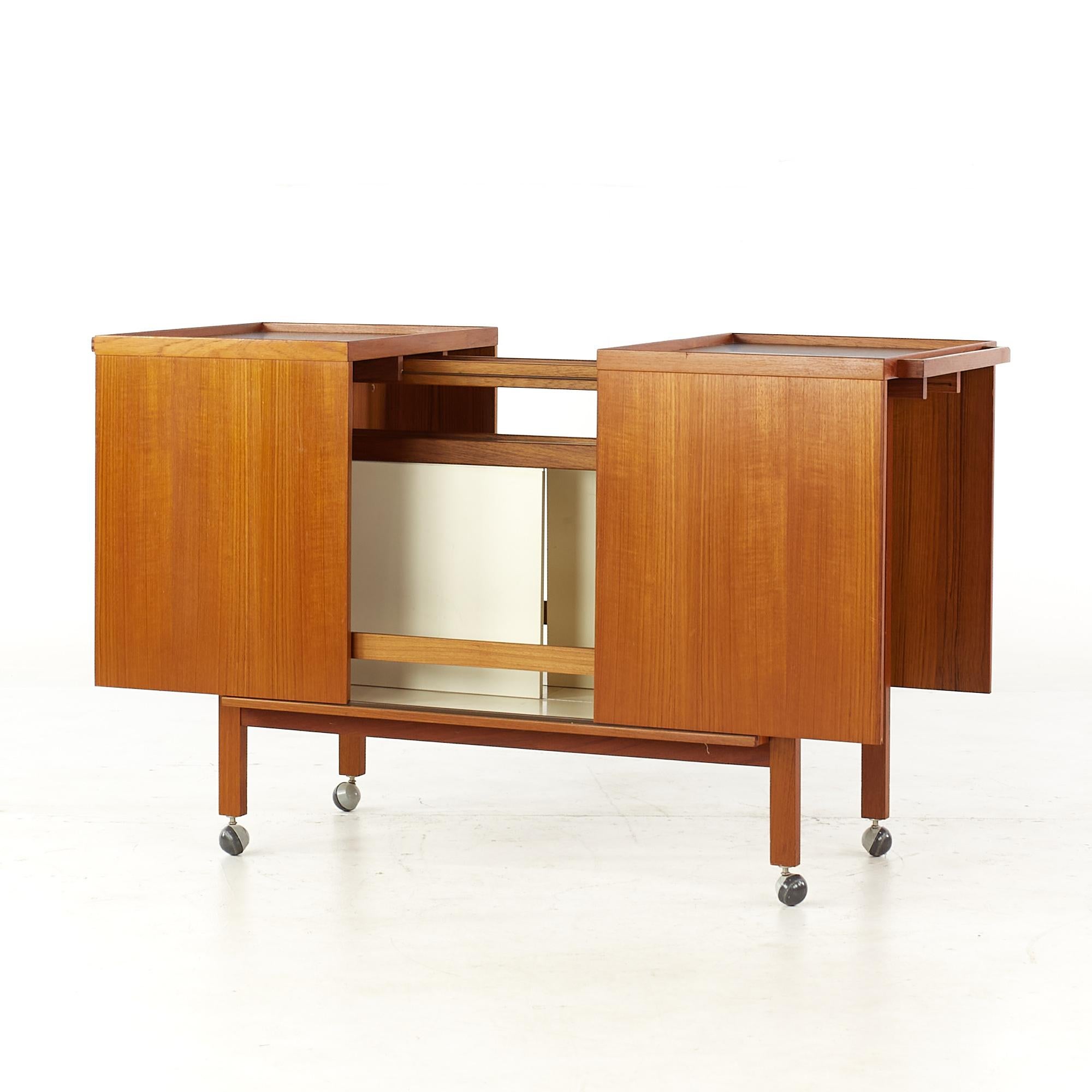 Niels Erik Glasdam Jensen Mid Century Danish Teak Expanding Bar Cart ...
