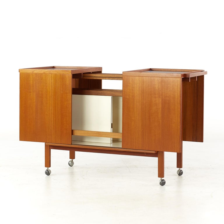 Niels Erik Glasdam Jensen Mid Century Danish Teak Expanding Bar Cart ...