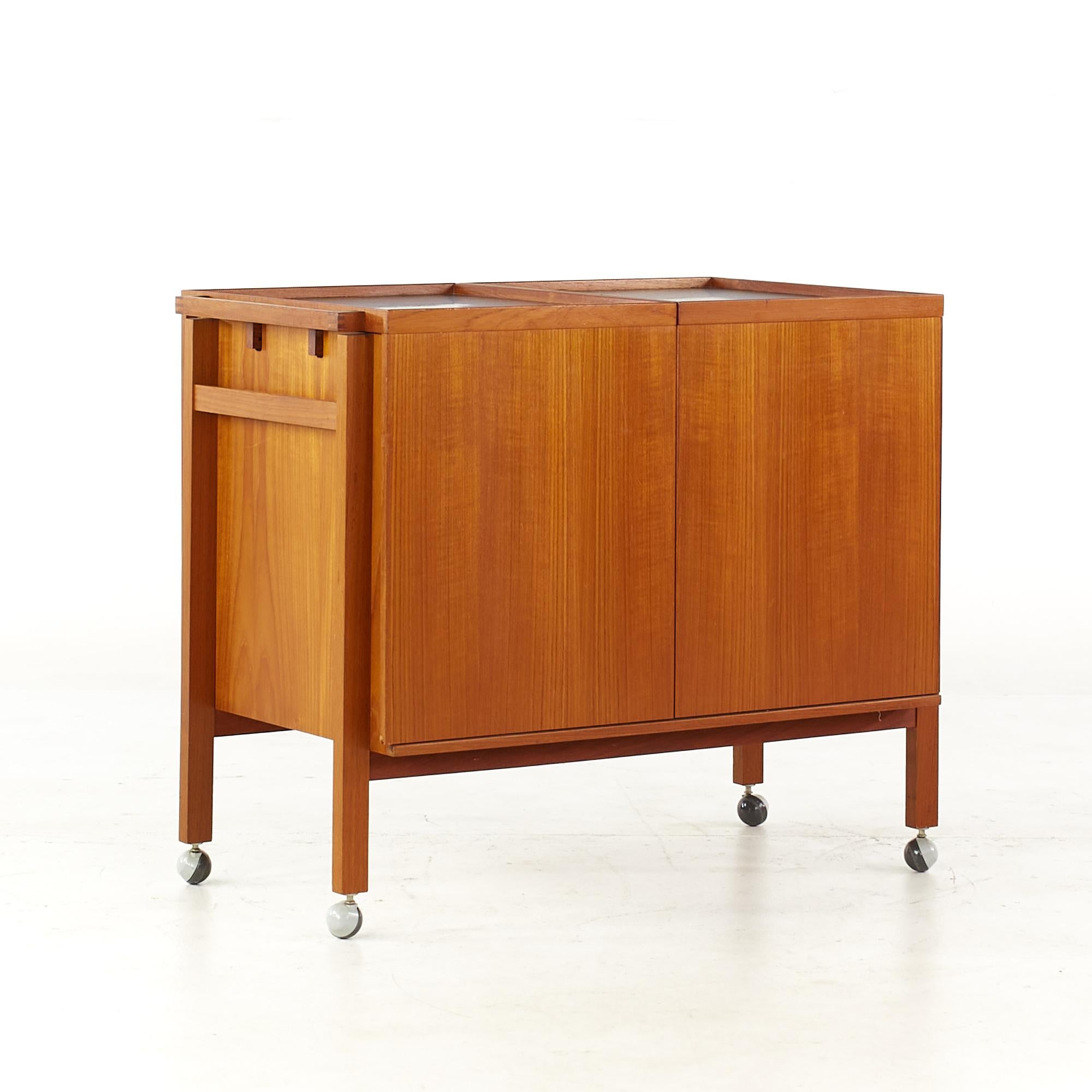 Niels Erik Glasdam Jensen Mid Century Danish Teak Expanding Bar Cart ...