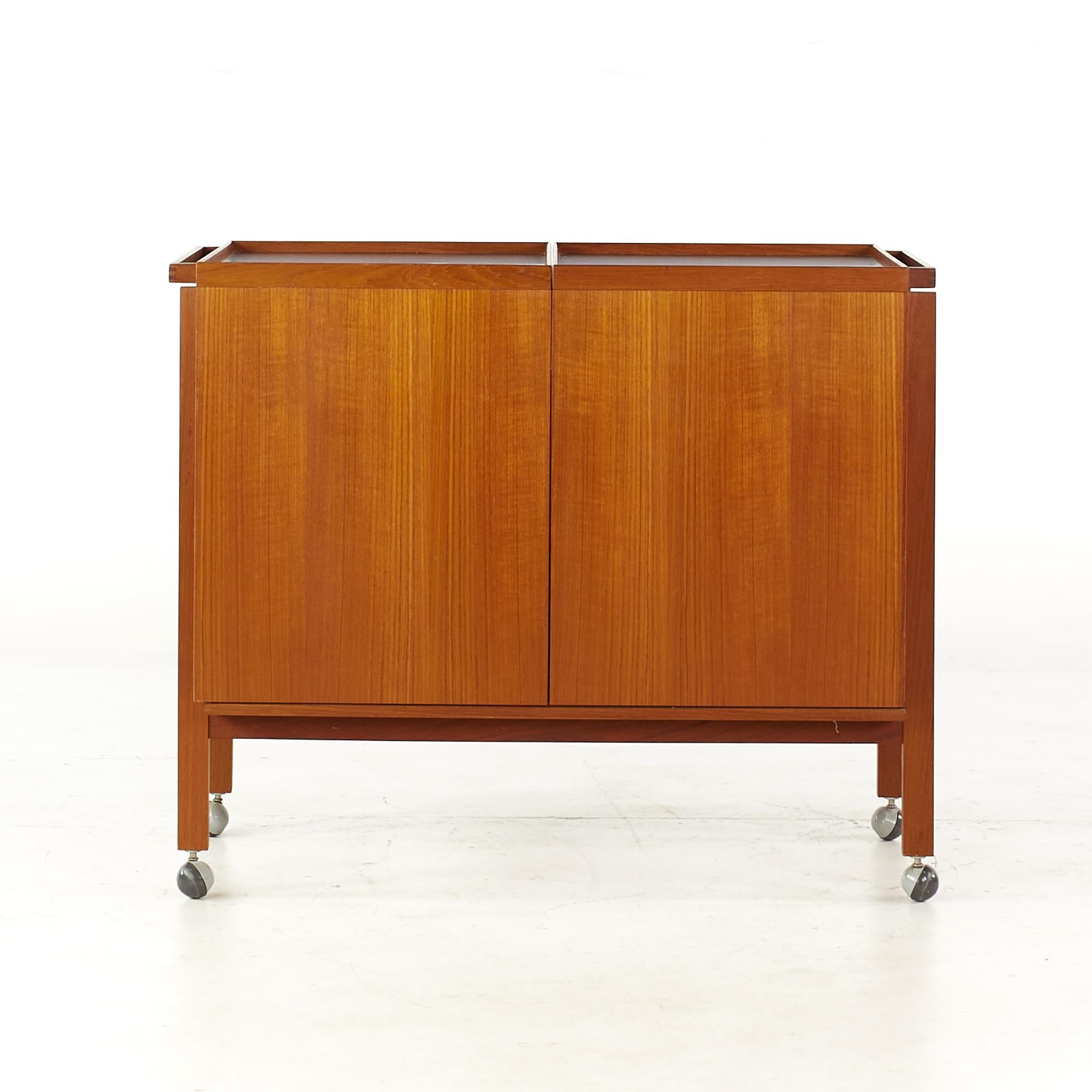 Niels Erik Glasdam Jensen Mid Century Danish Teak Expanding Bar Cart ...