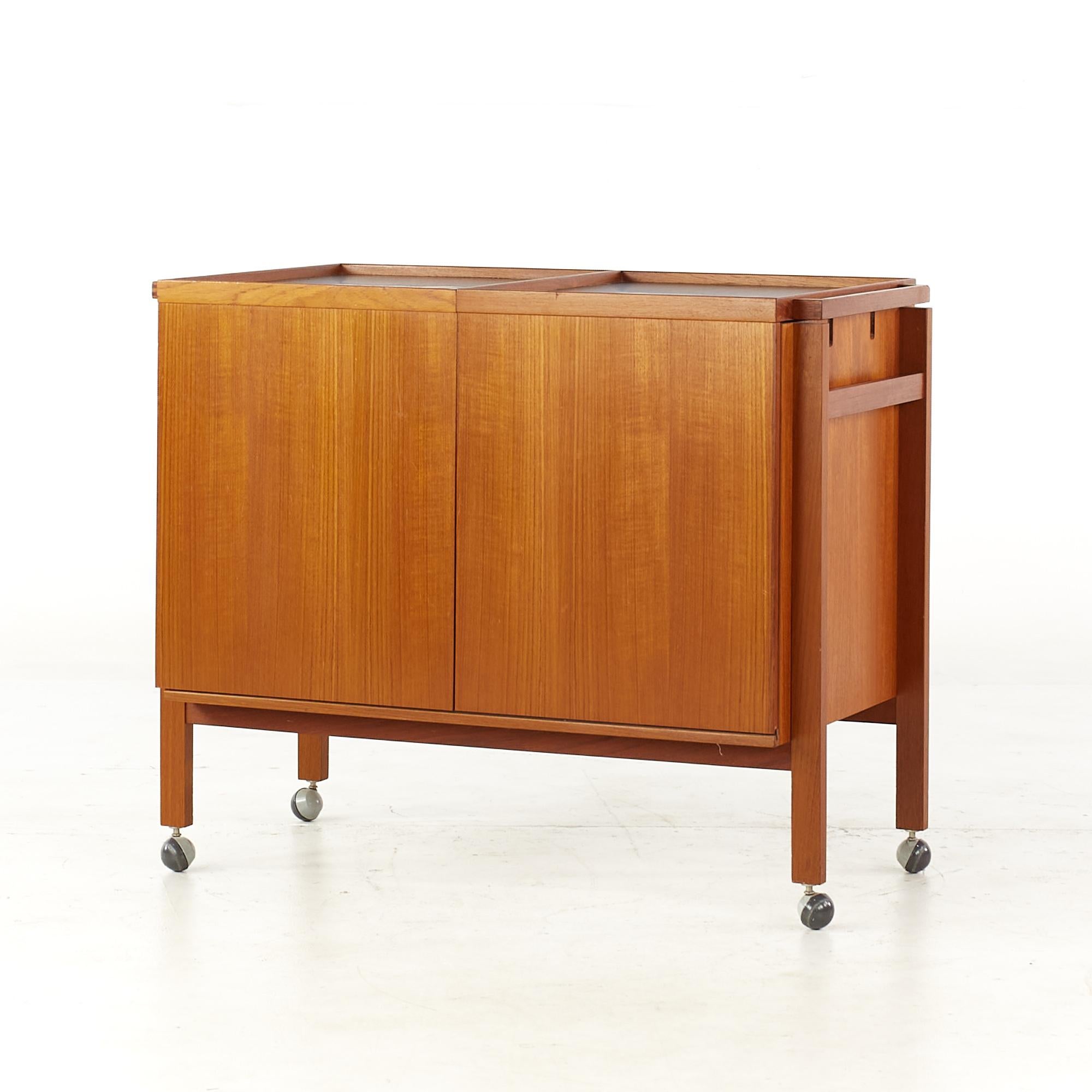 Niels Erik Glasdam Jensen Mid Century Danish Teak Expanding Bar Cart ...