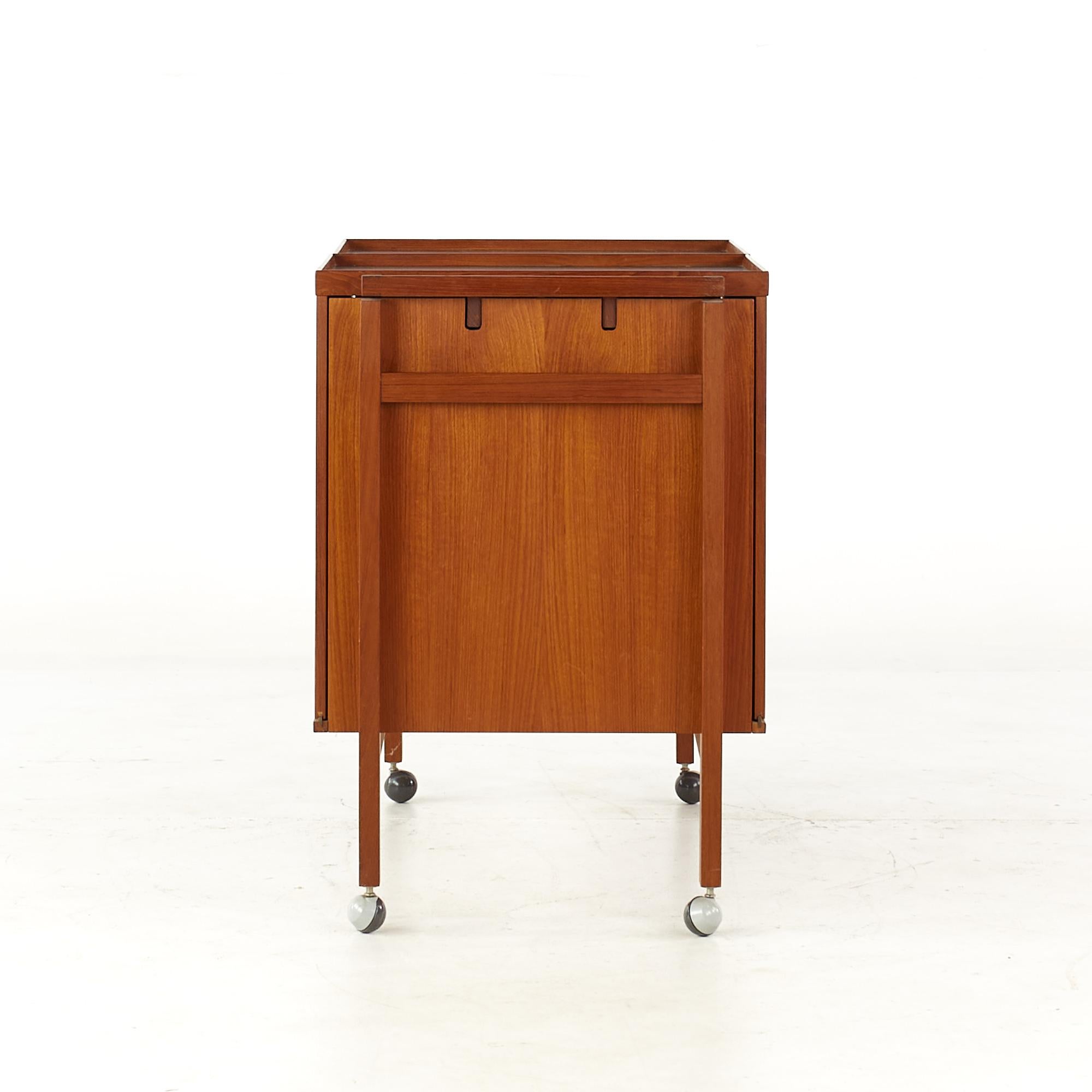 Niels Erik Glasdam Jensen Mid Century Danish Teak Expanding Bar Cart ...
