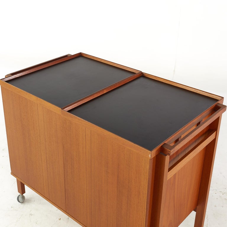 Niels Erik Glasdam Jensen Mid Century Danish Teak Expanding Bar Cart ...