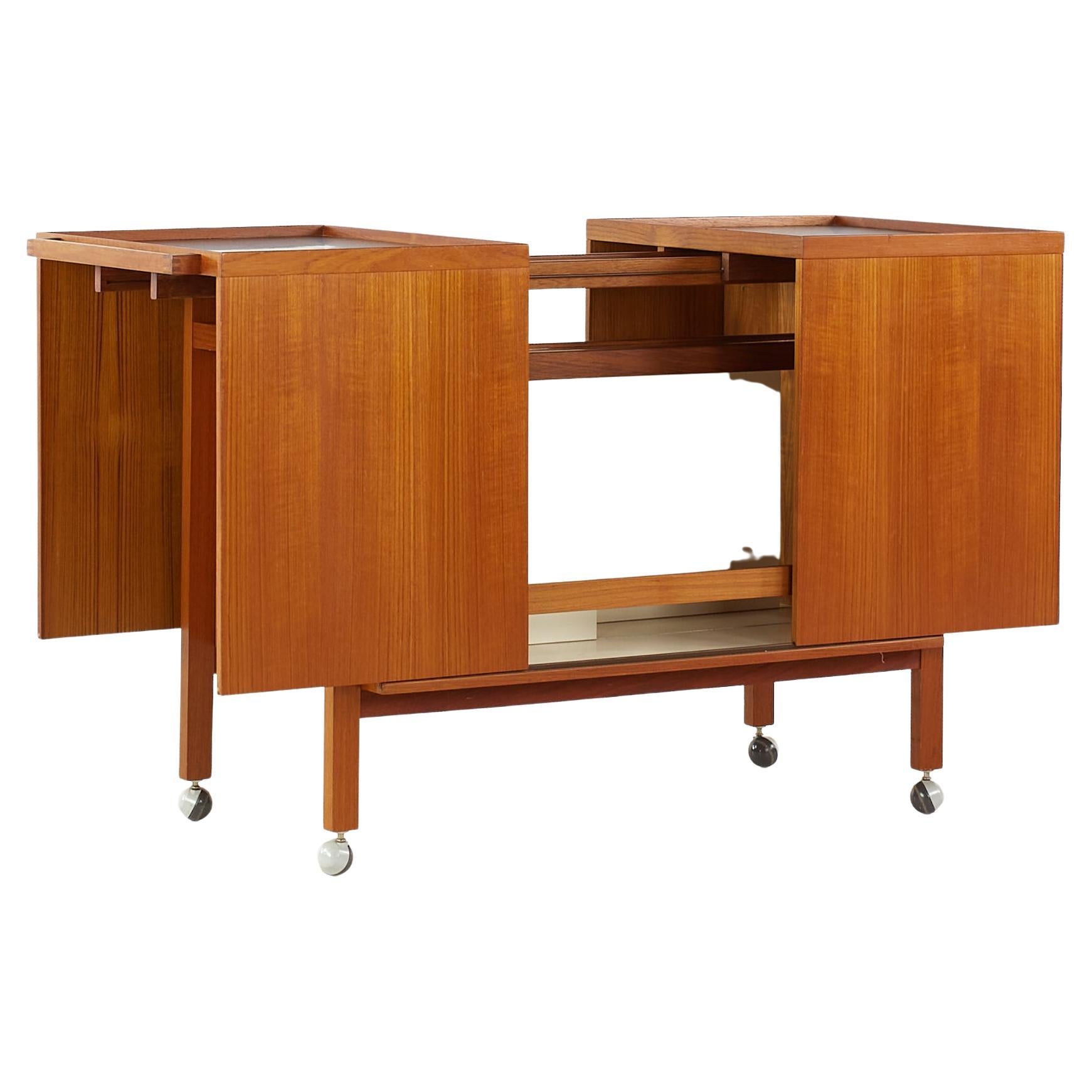 Midcentury Rattan Expandable Bar Cart at 1stDibs