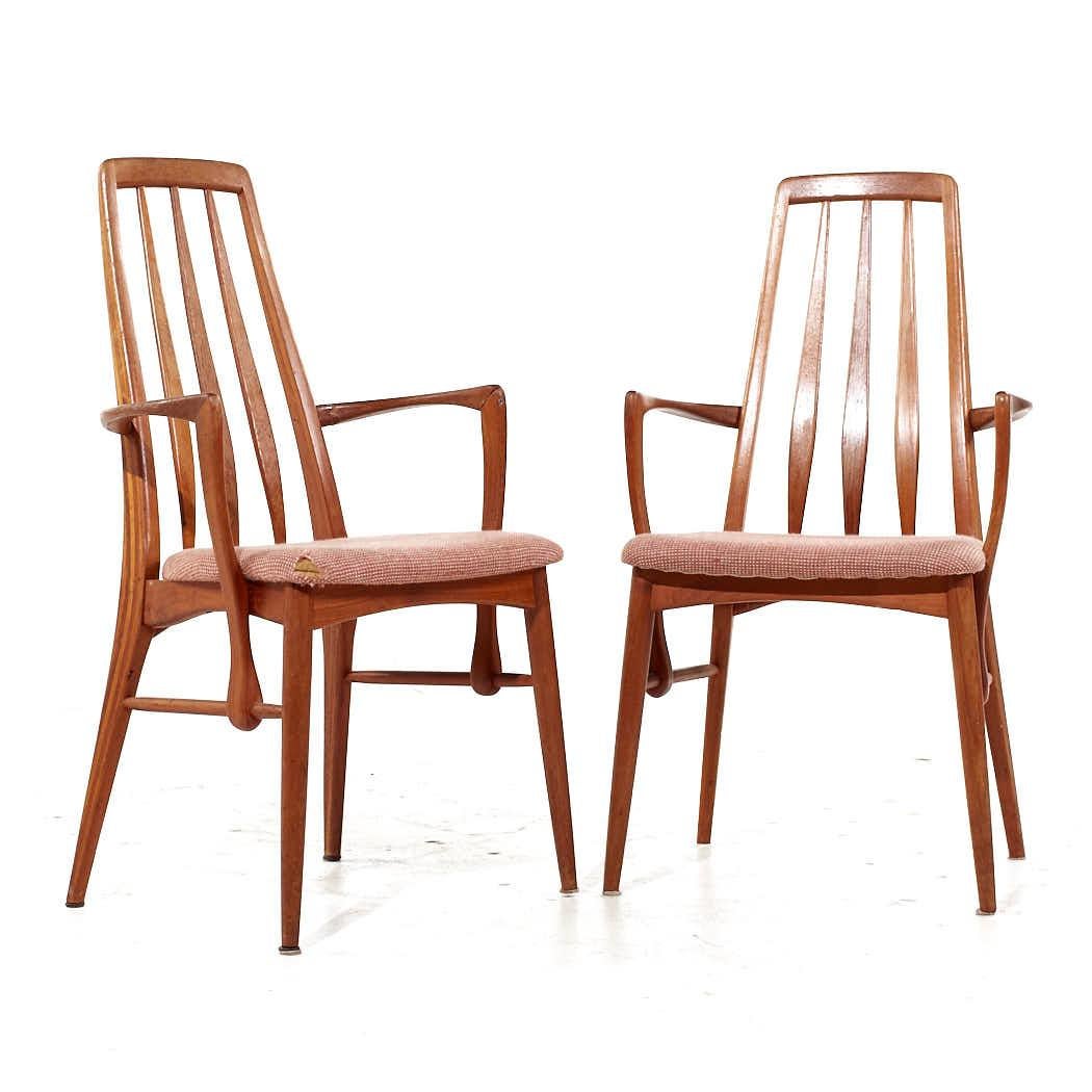 Niels Koefoed Eva Mid Century Danish Teak Captains Dining Chairs - Pair ...