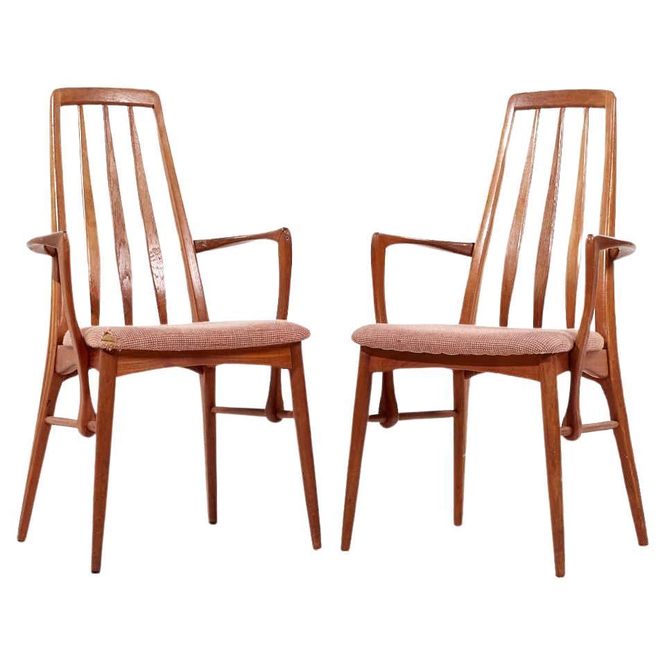 Niels Koefoed Eva Mid Century Danish Teak Captains Dining Chairs - Pair ...