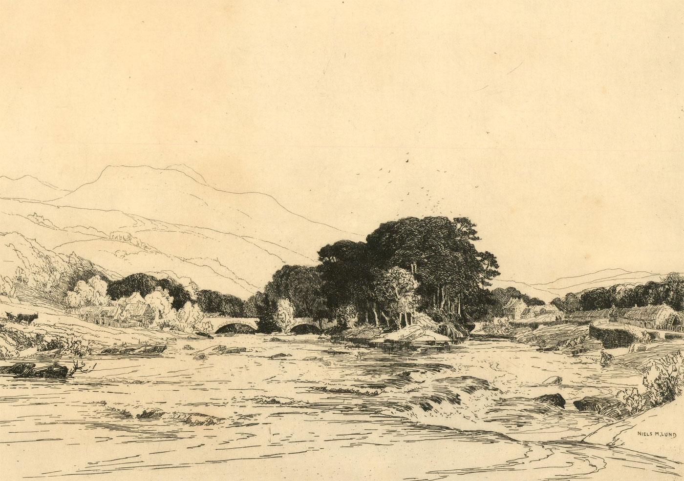 Niels M. Lund - Niels M. Lund (1863-1916) - Signed c. 1916 Etching ...