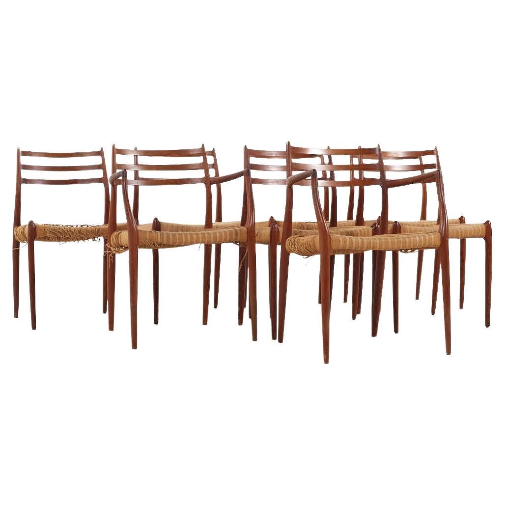 Niels Moller Mid Century Danish Teak and Cane Dining Chairs - Set of 8 ...