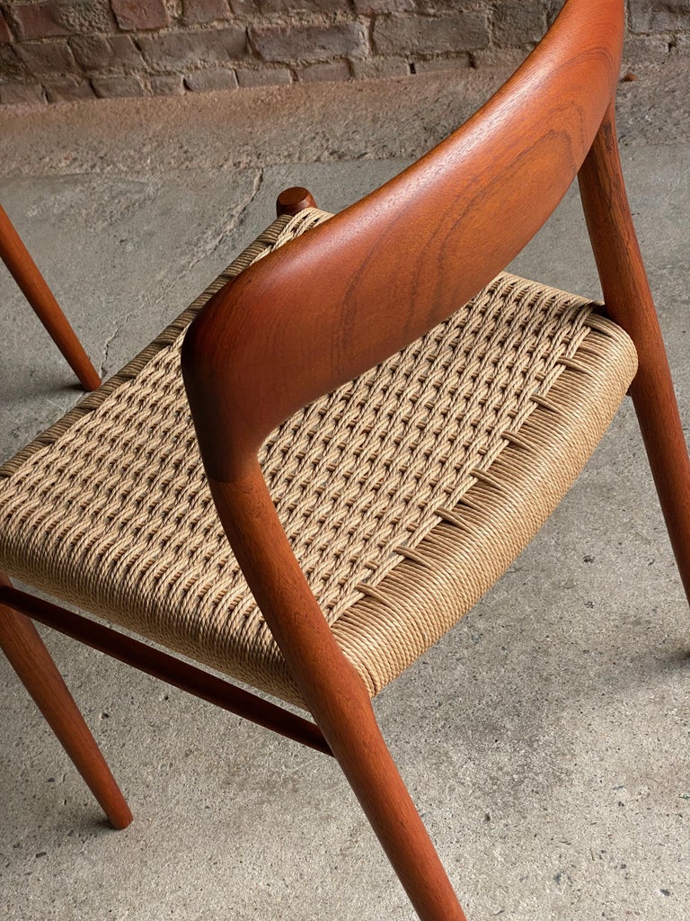 Niels Moller Model 56 and Model 75 Teak and Paper Cord Dining Chairs ...