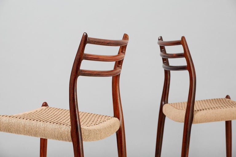 Niels Moller Model 78 Rosewood and Papercord Dining Chairs, 1962 For ...