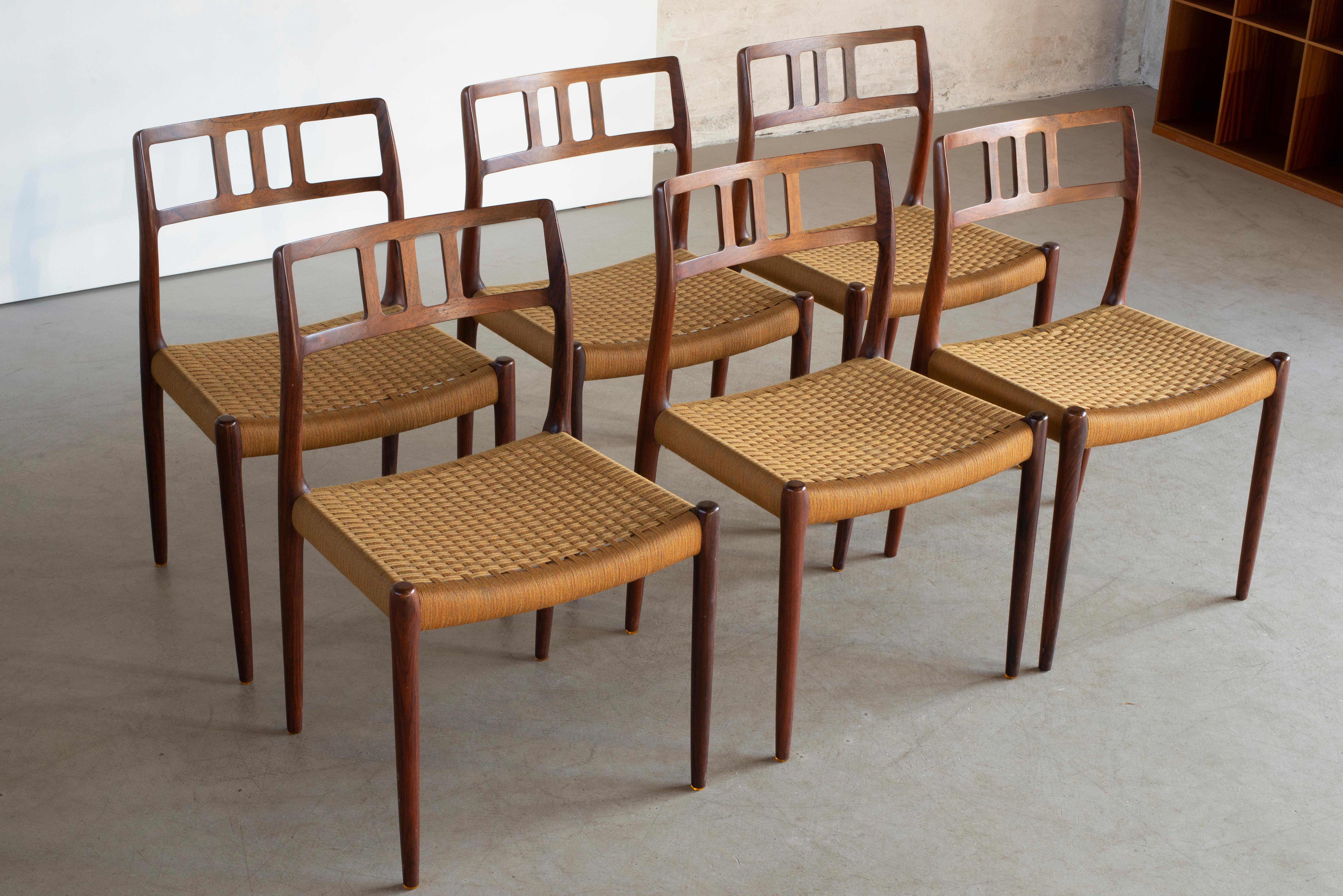 Niels O. Møller Set of Six Rosewood Chairs at 1stDibs