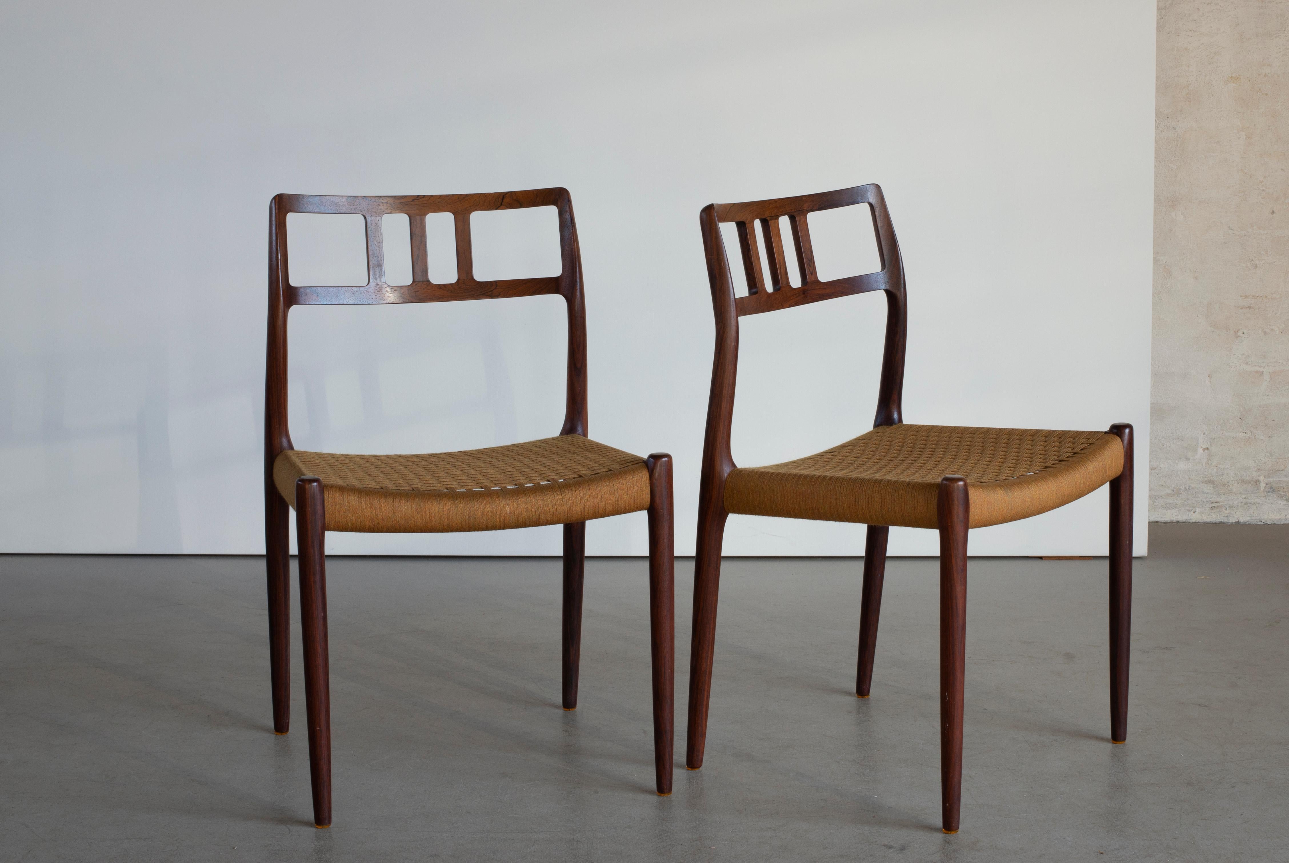Niels O. Møller Set of Six Rosewood Chairs at 1stDibs