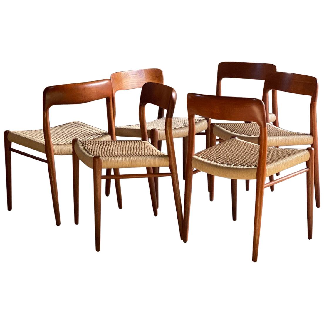 Niels Otto Moller Model 75 Dining Chairs Set of 6 JL Moller Møbelfabrik ...