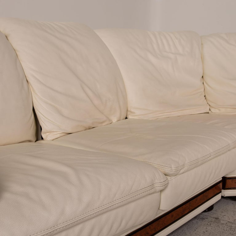 Nieri Corniche Leather Sofa Cream Corner Sofa Couch For Sale at 1stDibs
