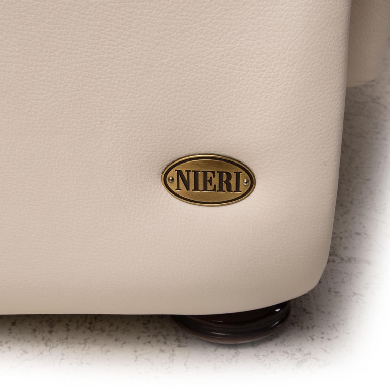 Nieri Corniche Leather Sofa Cream Corner Sofa Couch For Sale at 1stDibs