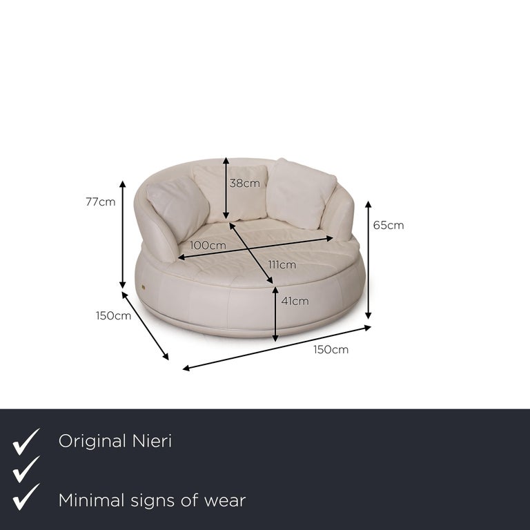 Nieri Espace Leather Sofa White Round Sofa Two-Seater Couch at 1stDibs ...