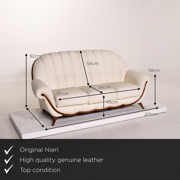 Nieri Leather Sofa Cream Three-Seat Couch For Sale at 1stDibs