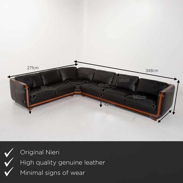 Nieri Leather Sofa Set Black Corner Sofa Armchair Ottoman For Sale at ...