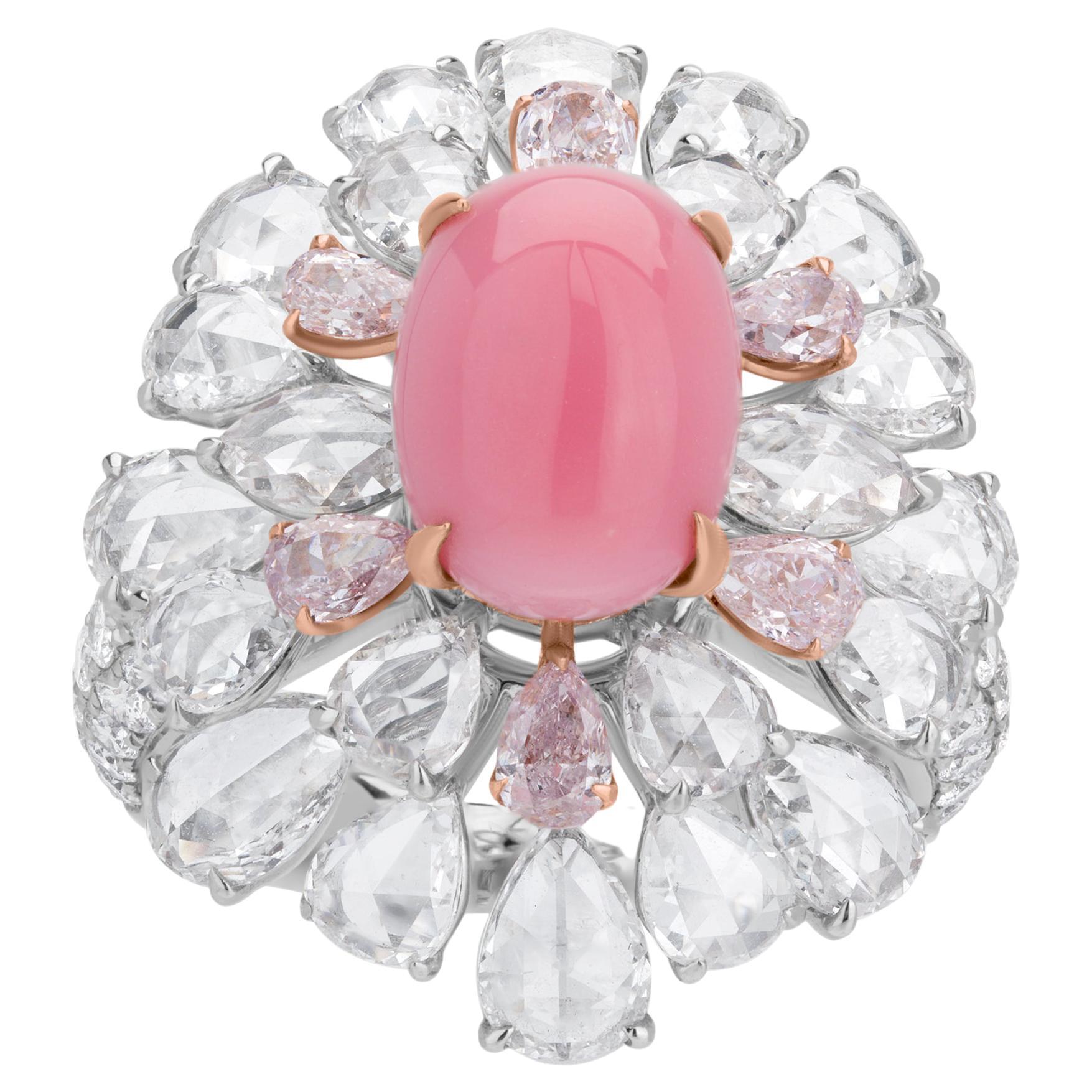 Nigaam 2.82 Cttw. Conch Pearl and Diamond Cluster Ring in 18K White ...