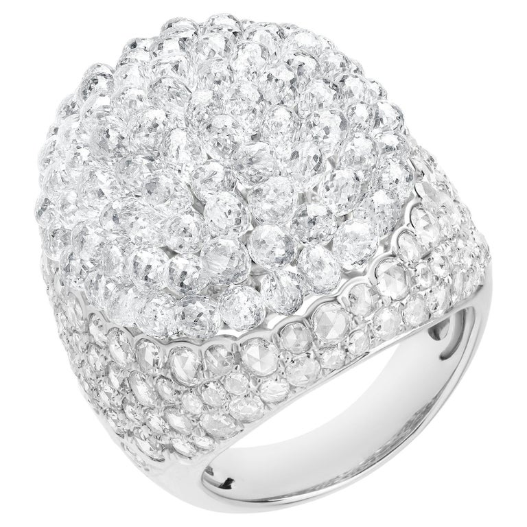 Nigaam 17.74 Cttw. Drop-Shaped Diamond Cluster Ring in 18K White Gold ...