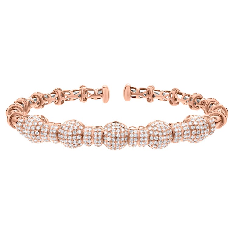 Nigaam 1.85 Cttw. Round Diamond Cuff Bangle Bracelet in 18K Rose Gold ...