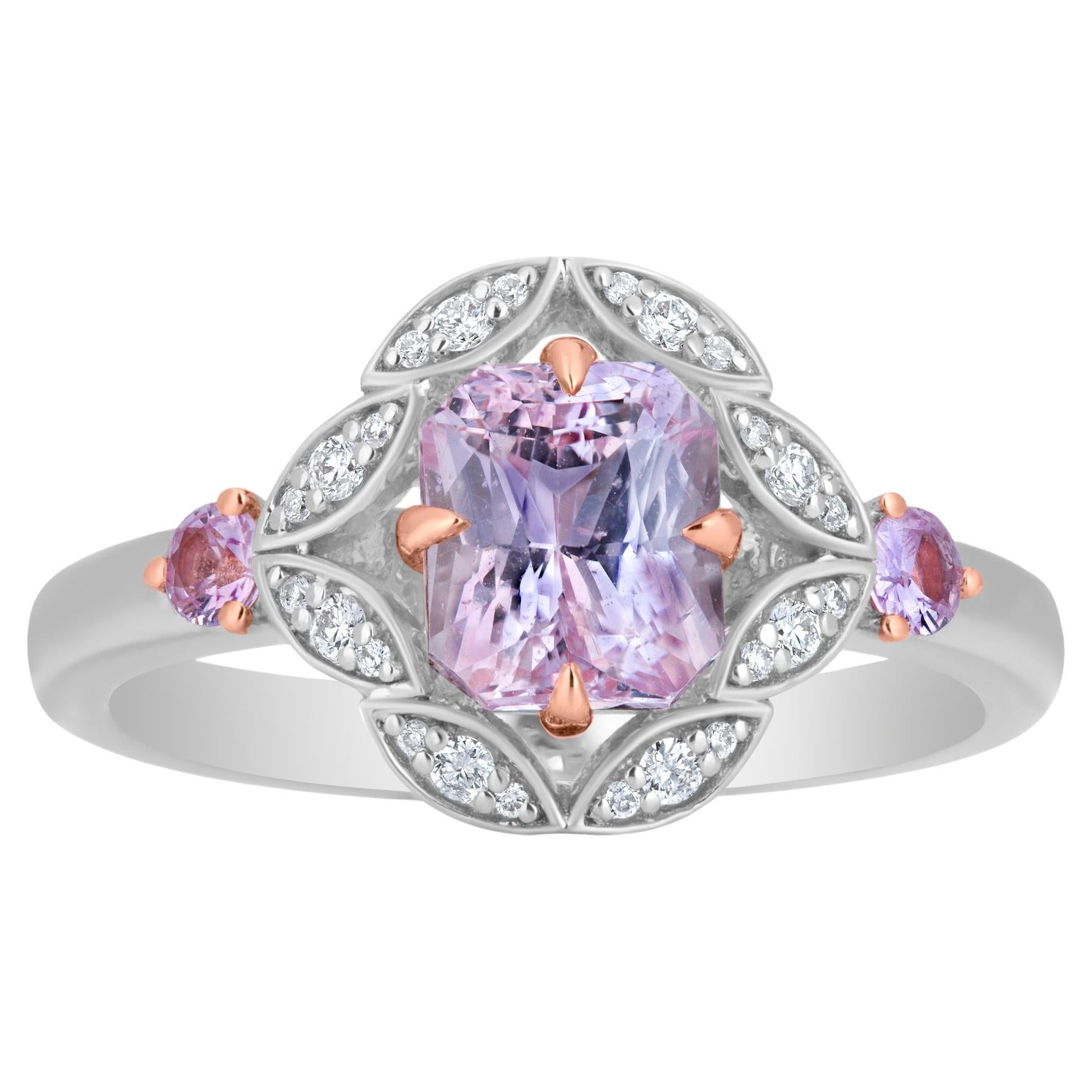 Nigaam 18.77 Cttw. Pink Sapphire and Diamond Cluster Ring in 18K White ...