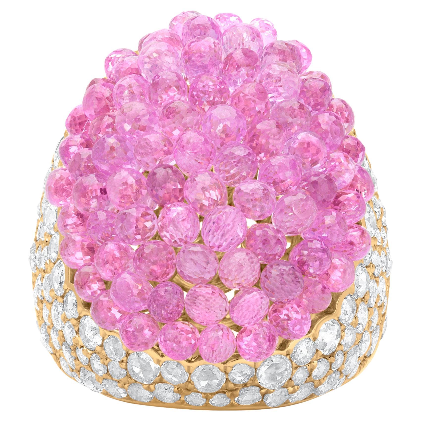 Nigaam 10.36 Cttw, Pearl, Pink and White Diamond Cluster Ring in 18K ...
