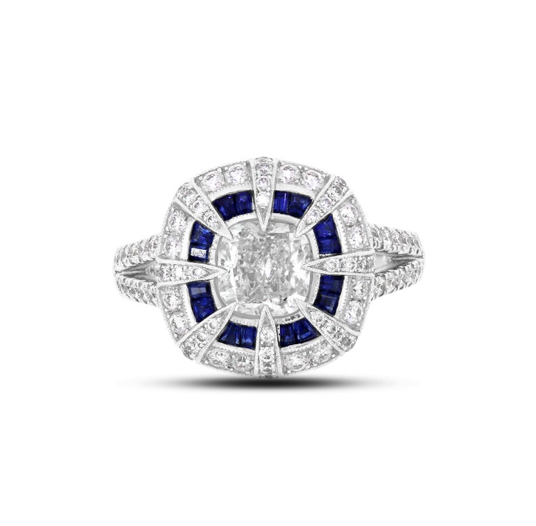Nigaam 2.46 Cttw. Sapphire and Diamond Cocktail Ring in 18K White Gold ...