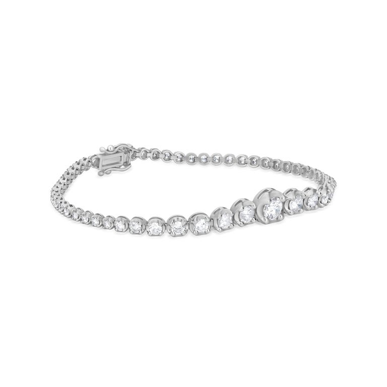 Nigaam 2 87 Ct T W Round Diamond Tennis Bracelet In 18k White Gold