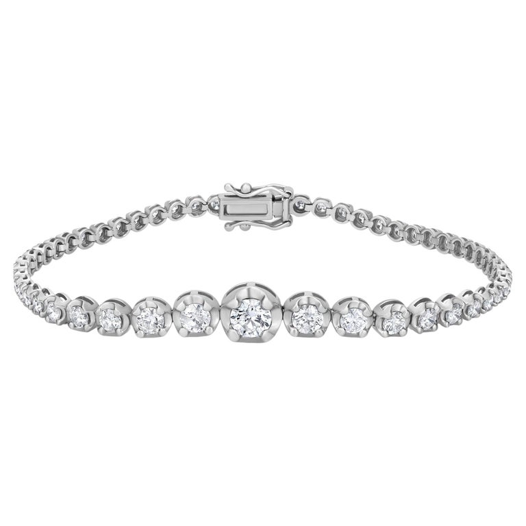 Nigaam 2.87 Ct. T.W. Round Diamond Tennis Bracelet in 18K White Gold For Sale at 1stDibs