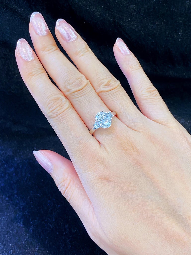 Nigaam 3.42 Ct. T.W. Oval and Trapeze Shaped Diamond Engagement Ring in ...