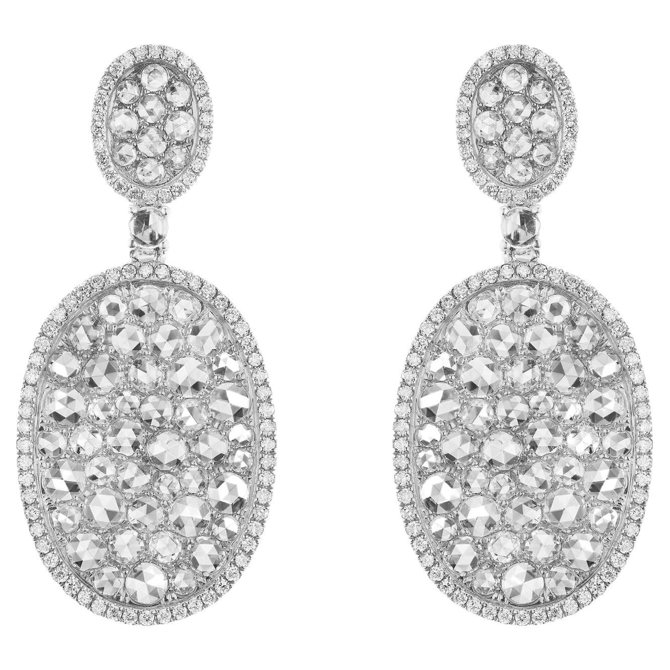 Nigaam 4.33 Ct. T.W. Round Rose-Cut Diamond Oval Drop Earrings in 18K ...