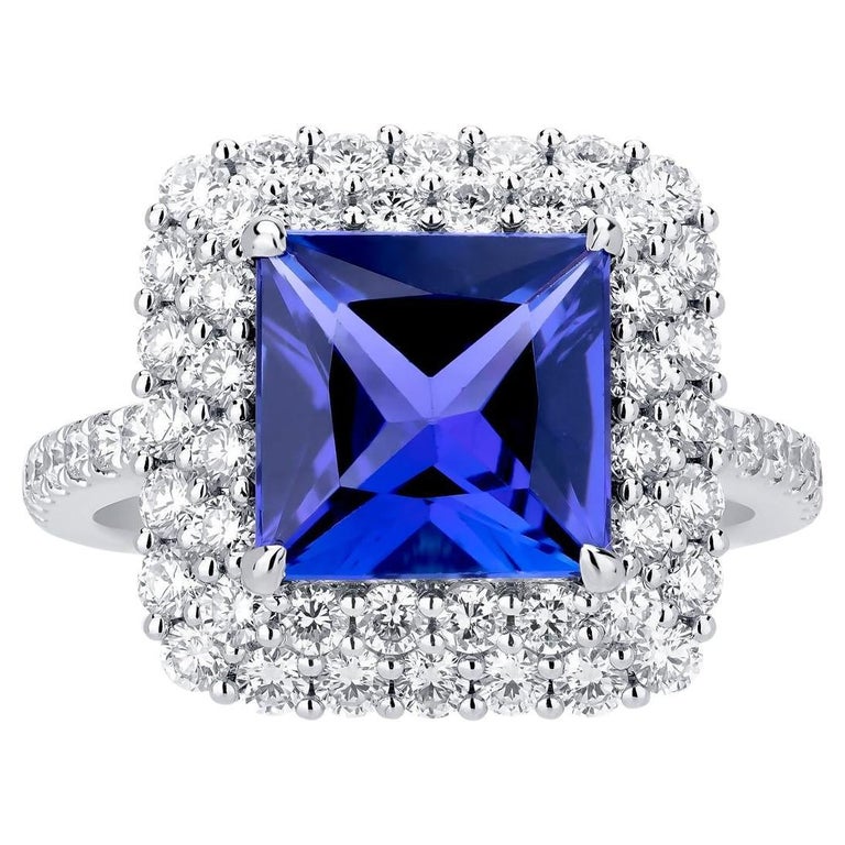 Nigaam 5.02 Ct. T.W. Tanzanite and Diamond Center Design Ring in 18K ...