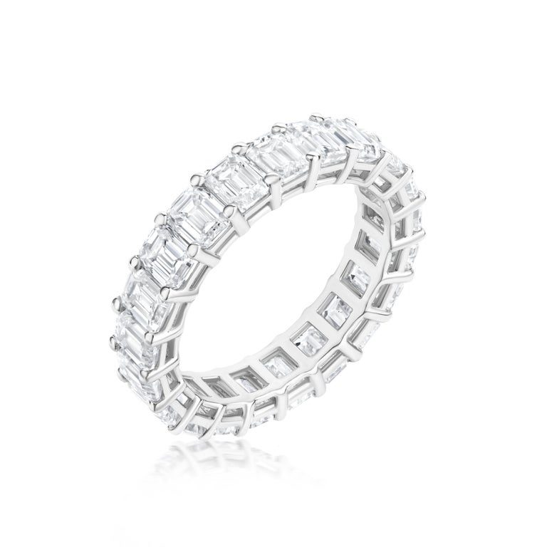Nigaam 6.73 Cttw. Emerald-Cut Diamonds Band Ring in 18k White Gold For ...