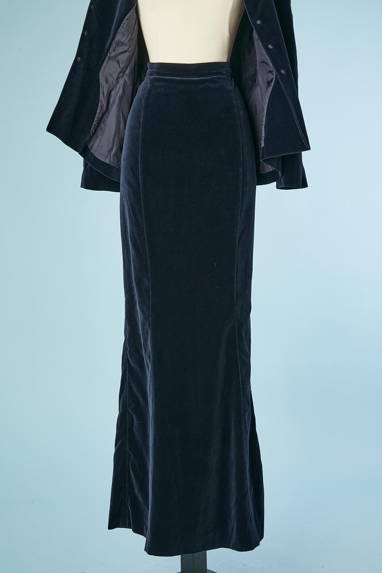 Night blue velvet skirt-suit with rhinestone embellishment Thierry ...