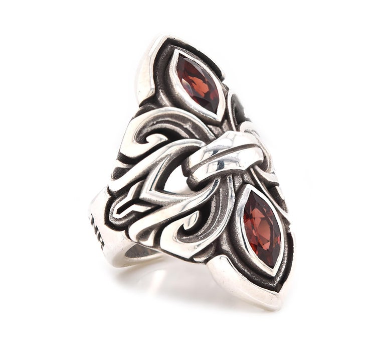 Night Rider Sterling Silver Alexandria Ring with Red Garnet For Sale at ...