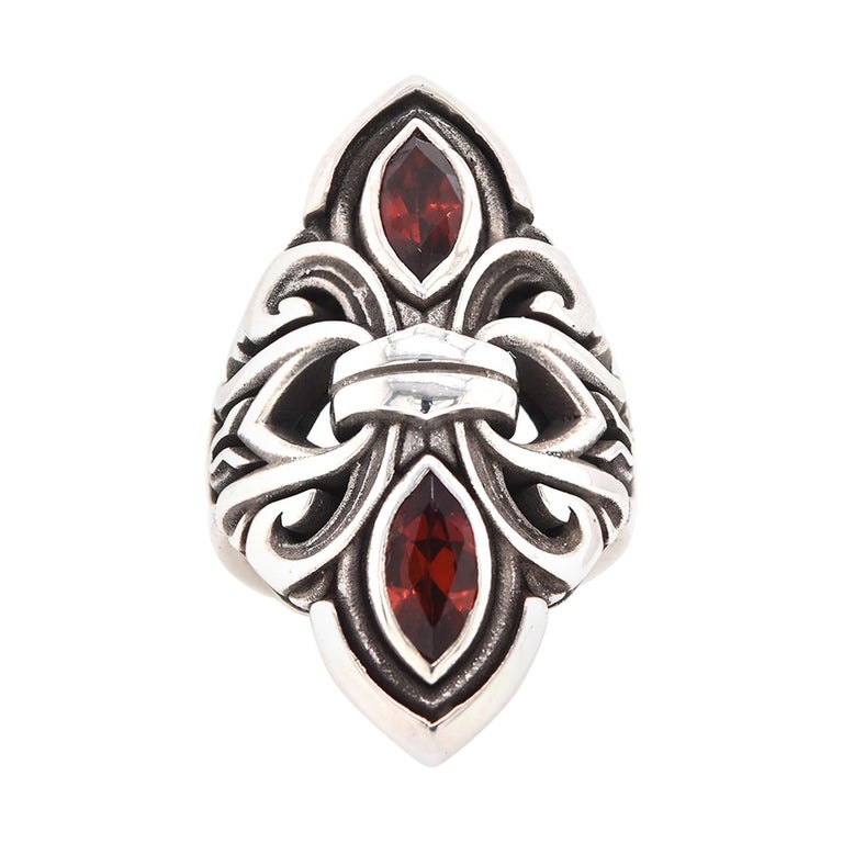 Night Rider Sterling Silver Alexandria Ring with Red Garnet For Sale at ...