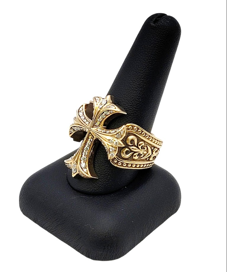 Nightrider Custom Mens Renaissance Diamond Cross Band Ring in 14 Karat ...