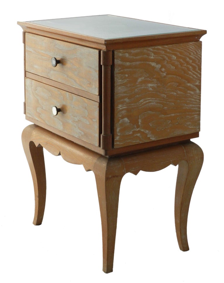 Nightstand Storage Limed Oak Mirror Top Bedside Table Mid-Century FREE ...